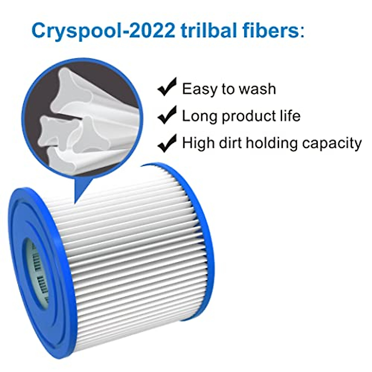 Cryspool VI Spa Filters Replacements for Type VI, Lazy-Z-Spa, 90352E Coleman SaluSpa hot tub Filter, 4 Pack