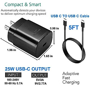Samsung USB-C Super Fast Charging Wall Charger-25W PD Charger Adapter with Type-C Cable(5ft) for Samsung Galaxy S22/S22 Ultra/S22+/S21/S21+/S21 Ultra/S20/S20+/S20 Ultra/Note 20 Ultra