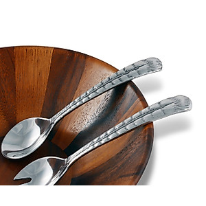 Arthur Court Salad Servers Feathers Metal Pair Thanksgiving Table 2 pieces Cast Aluminum 11 inch Long
