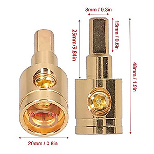 Power Wire Reducer, 2pcs 0GA Pure Copper Gold Plated Wire Reducer Terminal Connector for Car Audio Amplifier Modification
