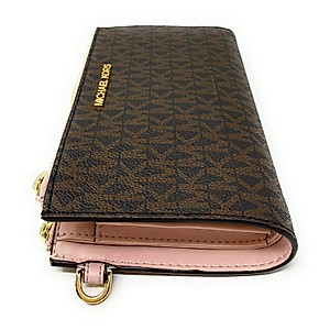 Michael Kors Jet Set Travel Double Zip Wristlet (brown softpink)