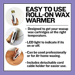 waxup Roll On Wax Warmer, Roller Wax Heater for Soft Wax Cartridge120 volt, Professional Waxing Supplies.