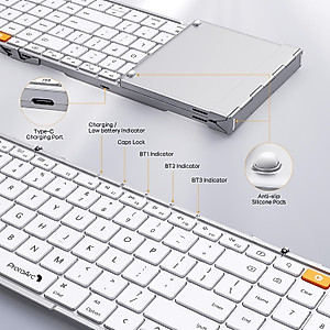 ProtoArc Foldable Bluetooth Keyboard for Mac, XK01-A Folding Wireless Keyboard with Number Pad, Full Travel Keyboard for Macbook, iMac, iPad 10.2, iPad Pro/Air/Mini, iPhone