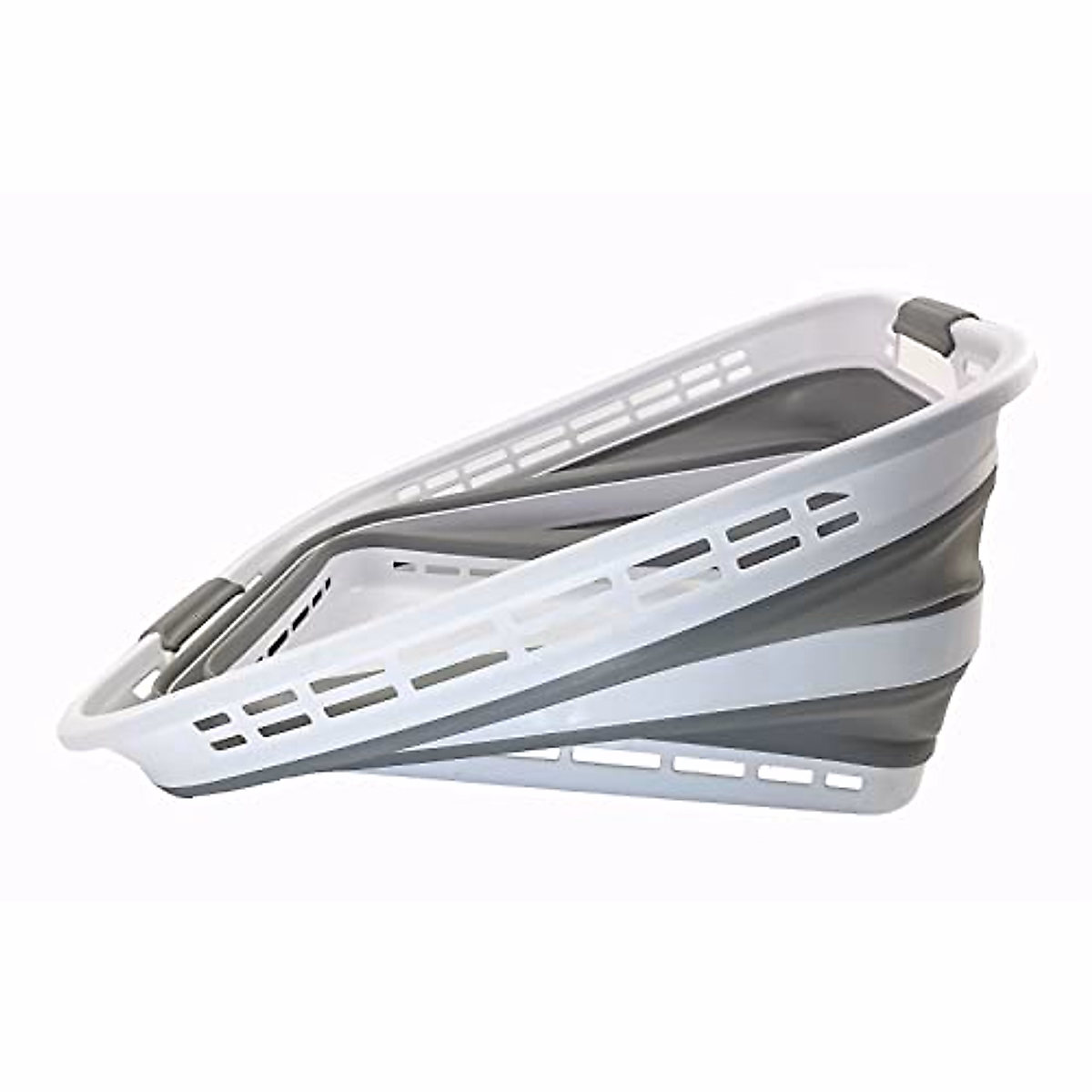 SAMMART 42L (11 Galloons) Collapsible Plastic Laundry Basket - Foldable Pop Up Storage Container/Organizer - Portable Washing Tub - Space Saving Hamper/Basket [BPA Free] (White/Grey)