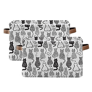 DEHOZO Storage Basket Bins, Abstract Cat Kitten Collapsible Storage Cubes Organizer with Handles, Closet Shelves Clothes Storage Box Toys Organizer for Bedroom Living Room, 1pc