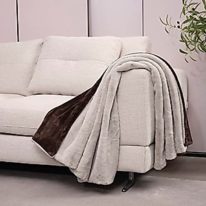 Mellowdy Faux Rabbit Fur Throw Blanket (Dark Brown, 50x60) - Plush, Luxury, Silky, Fluffy Throw for Couch, Sofa, Bed, Loveseat, Home Décor