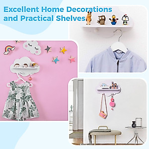 Tideme 3 PCS Wavy Cloud Wall Shelves, Cute Cloud Shelves Stands, Cute Simple Style Wall Shelf, Kawaii Room Wall Decor Wall Shelf Book Shelves for Wall Embellishment