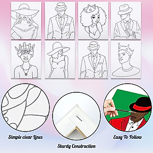 VOCHIC 8 Pack Pre Drawn Canvas for Painting for Adults, Sip and Paint Party Supplies Canvas Painting Set for Artist, Beginner, Date Night Games for Couples Paint Couple Party Favor(8x10)