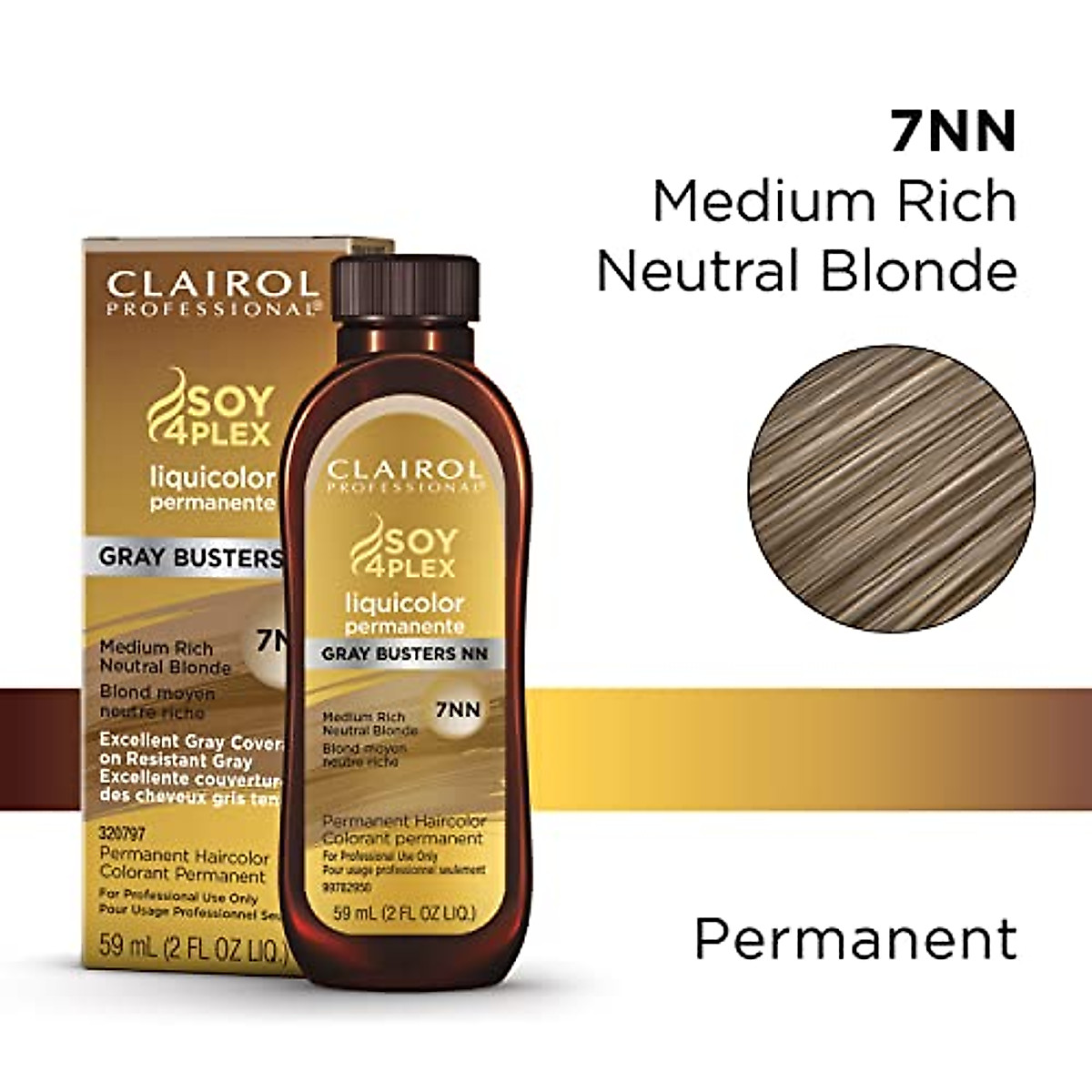 Clairol Professional Permanent Liquicolor for Blonde Hair Color, 7nn Med Neutral Blonde, 2 oz