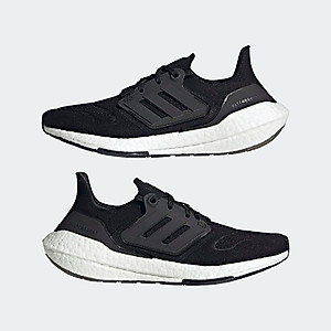 adidas Women's Ultraboost 22 Running Shoes, Black/Black/White, 7.5
