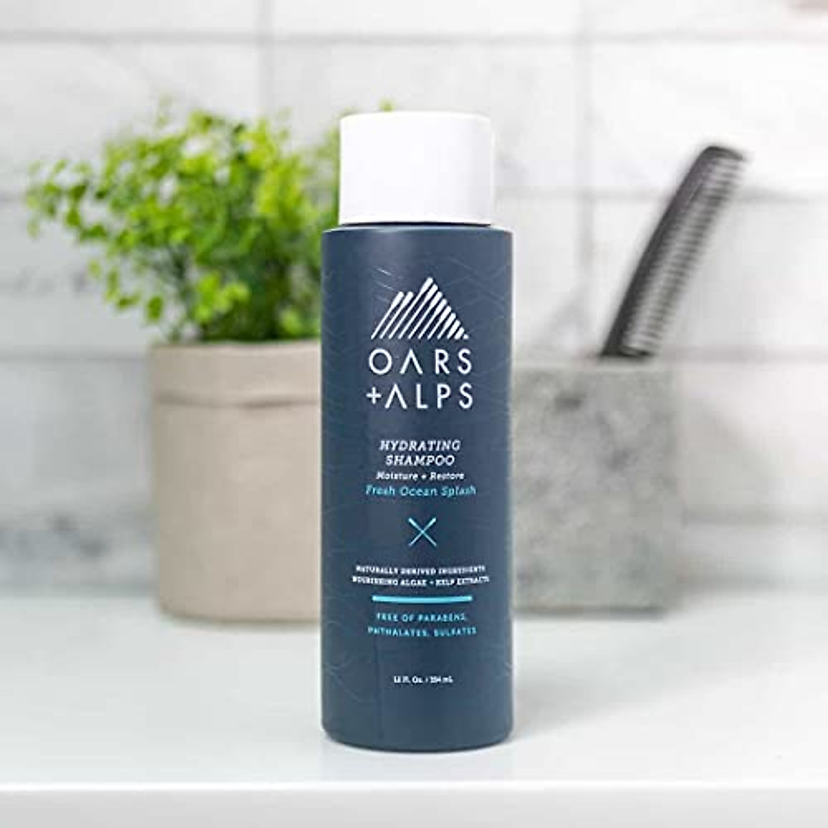 Oars + Alps Men's Sulfate Free Hair Shampoo, Infused with Kelp and Algae Extracts, Fresh Ocean Splash, 12 Fl Oz