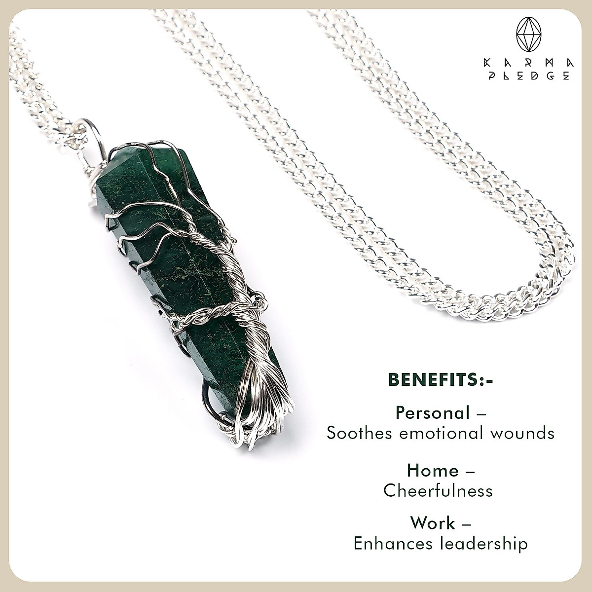 Handcrafted Crystal Pendant & Necklace; Spiritual Healing Crystal Necklace Pendant; Crystal Jewellery Protection Necklace (Rose Quartz, Amethyst, Green Aventurine, & Black Obsidian Double Point