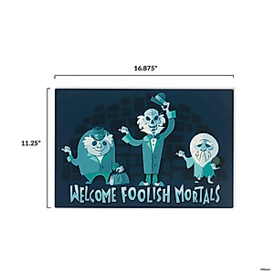 Disney Haunted Mansion Hitchhiking Ghosts Welcome Foolish Mortals Metal Sign - Fun Hitchhiking Ghosts Sign for Halloween Decor