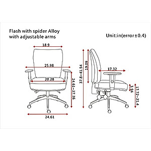 Pago Flash II Deluxe Ergonomic Chair Home Office Desk Chair with Alloy Spider and Adjustable Arms Black