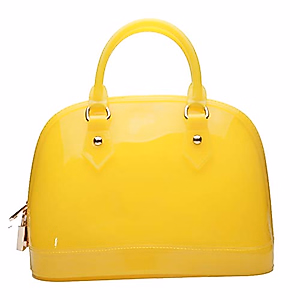 Lady’s Candy Color Jelly Handbag Satchel Tote Shell Bag Crossbody Shoulder Bag Top Handle Bags (Candy Yellow)