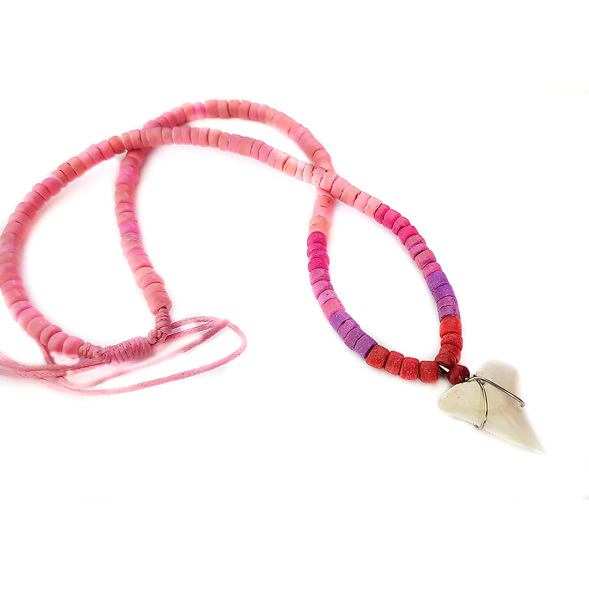 Swimmi Genuine Shark Tooth Necklace for Men, Great White Shark Tooth Necklace, Handmade Wooden Beads adjustable Cords Shark Tooth Necklace for Women Jewelry BA370