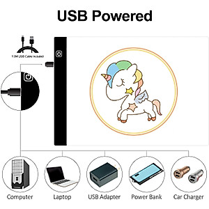 A4 LED Light Pad for Diamond Paint Kits, Super Bright USB Powered Light Board Kit with Detachable Stand, and Black Pad Clip (Pad and Bag)