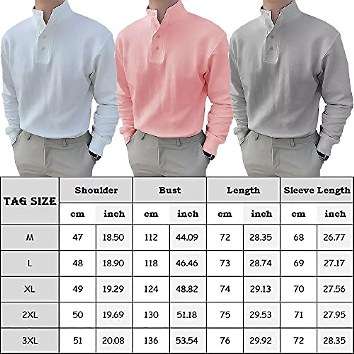 Gentleman's Simple Basic Stand-Up Collar Long-Sleeved Polo Shirt, Long Sleeve Polo Shirts for Men Regular Fit (Dark Blue,XL)