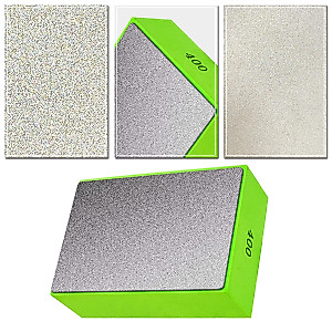 Diamond Hand Polishing Pads(400 Grit) Diamond Sanding Blocks Reusable Foam Sanding Blocks for Sanding Concrete Glass Stone Granite Marble Tile Stone Trimming Deburring (Full Sand 400#)