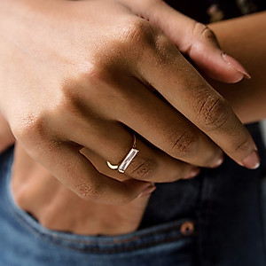 Honeycat Lorena Long Crystal Baguette Ring in Gold, Rose Gold, or Silver | Minimalist, Delicate Jewelry (Gold, 8)