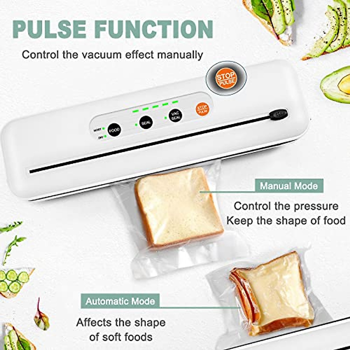 Toprime Vacuum Sealer Machine, 4-in-1 Automatic Vacuum Food Sealer One-touch VAC & SEAL for Food Preservation & Sous Vide with Full Starter Kits(White)