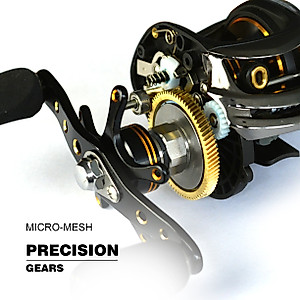 FISHDROPS Baitcasting Reels, 17+1BB Magnetic/Centrifugal Brake Systems Baitcaster Reel, High-Speed Gear Ratio 7.0 Ultra Smooth Low Profile Baitcast Fishing Reel