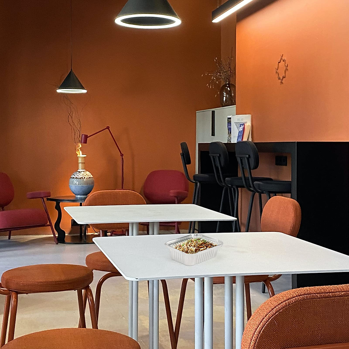 SENJEOK 125 Pack 8oz Aluminum Foil Pans with Lids, 240ml Aluminum Foil Containers, 4.8 x 3.7 x 1.3 Inch Tin Foil Tray for Household, Take Outs