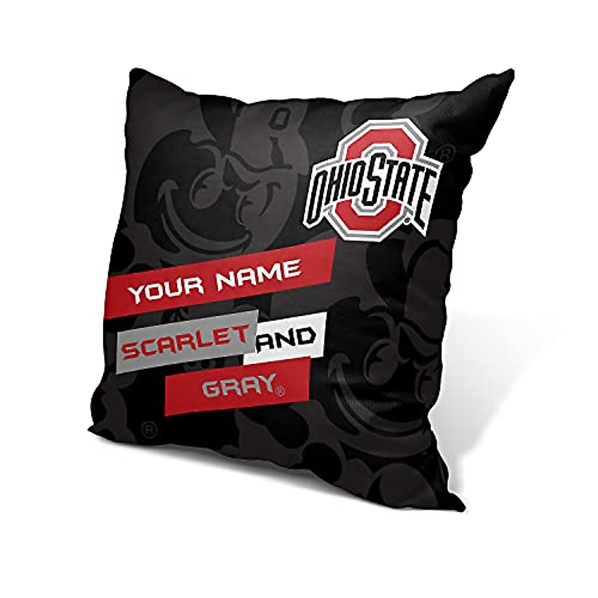 Ohio State Buckeyes Scarlet and Gray Throw Pillow | Personalized | Custom