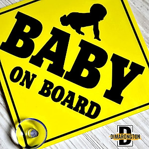 2 PC Baby on Board Sign - 5 x 5 Baby on Board Sticker for Cars - Baby on Board Suction Signs for Car - Baby in Car Sign - Funny Baby on Board Sign
