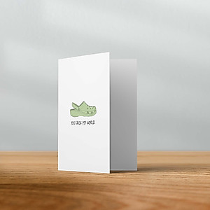 rockdoodles Croc My World Funny Anniversary Card For Husband, Fathers Day Card From Wife, 4.25 in. x 5.5 in.