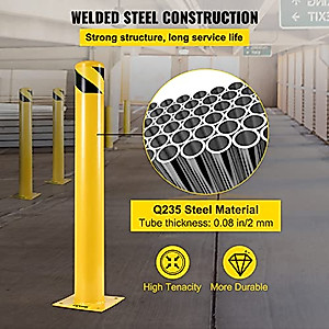 BestEquip Safety Bollard 42-4.5 Safety Barrier Bollard 4-1/2" OD 42" Height Yellow Powder Coat Pipe Steel Safety Barrier with 4 Free Anchor Bolts for Traffic-Sensitive Area