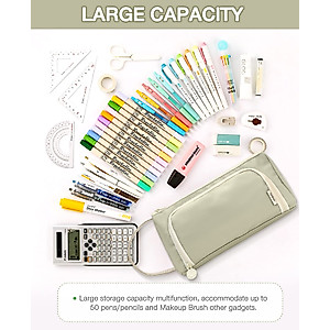 Large Capacity Pencil Case Pen Bag, Pencil Bag Stationery Storage Pencil Pouch, Handheld Makeup Pouch Holder Pencil Organizer College School Office Supplies for Student Christams Gift (Light Green)
