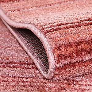 Unique Loom Gemstone Collection Area Rug - Topaz (Round 9' 8" x 9' 8", Rusty Pink Rose/Red)