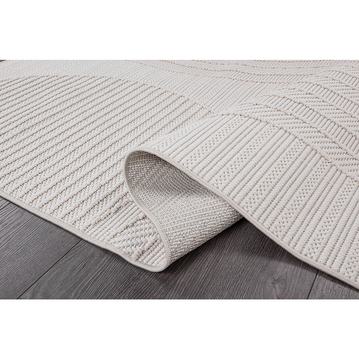 CAMILSON Micro Loop Rug 5x7 Modern Luxury Geometric Arch Area Rugs Soft High and Low Pile Stain Resistant Easy-Cleaning Non-Shedding for Living Room Office Indoor Carpet (5 x 7 / White)