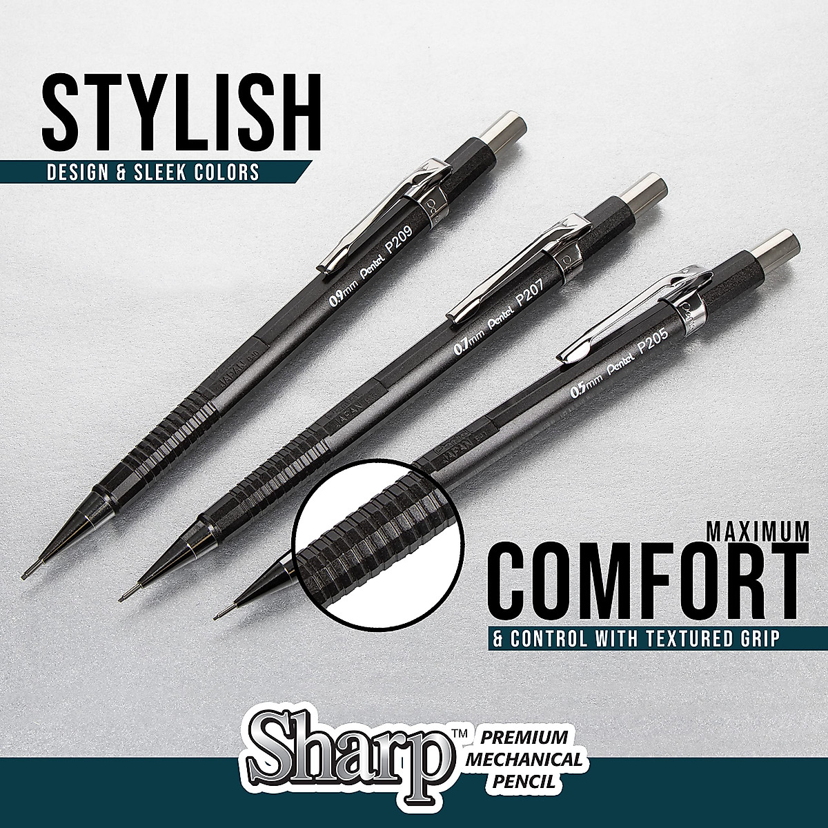 PENTEL Sharp Mechanical Drafting Pencil, 0.9 mm, Yellow Barrel, 2/Pack (P209BP2K6)