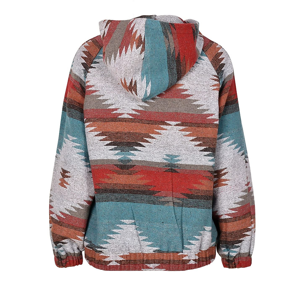 COWOKA Women's Aztec Print Pattern Western Ethnic Half Zip Long Sleeve Pullover Hoodie Sweatshirt Red L