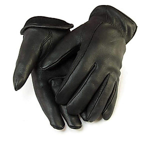 MEN`S FULL GRAIN BLACK DEERSKIN LEATHER GLOVES LINED 40 GRAM 3M THINSULATE (American Fur) (X-Large)