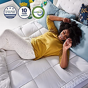Sleep Innovations Dual Layer 4 Inch Memory Foam Mattress Topper, California King Size, Medium Support, 2 Inch Cooling Gel Memory Foam Plus 2 Inch Pillow Top Cover