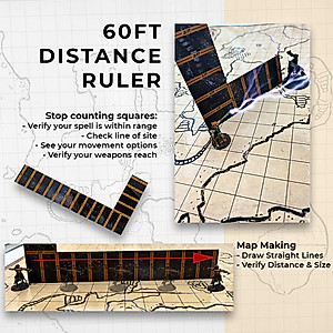 Parchment of Planning - 24x24 Square & Hex Dry Erase Battle Mat Game Board - 60FT Distance Ruler and Monster Tokens