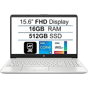 HP 2022 Newest 15.6" FHD 1080P IPS Display Laptop Computer, 11th Gen Intel Quad-Core i5-1135G7(Up to 4.2GHz), 16GB RAM, 512GB SSD, Webcam, Bluetooth, Wi-Fi, HDMI, Finger Print Reader, Win 10S, Silver