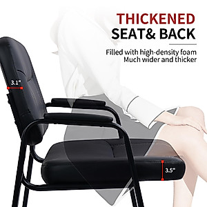 CLATINA Big and Tall Office Guest Chair 400lbs Reception Chair with Bonded Padded Armrest Backrest Sled Base Office Guest Chair for Conference Waiting Room Office Home Set of 4 Black