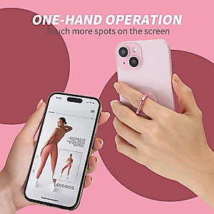 Pink Jsoerpay Clear Phone Ring Holder 2 Pack, Transparent Cell Phone Ring Grip 360°Rotation Finger Ring Stand, Phone Kickstand Compatible with Most of Phones, Tablet and Case