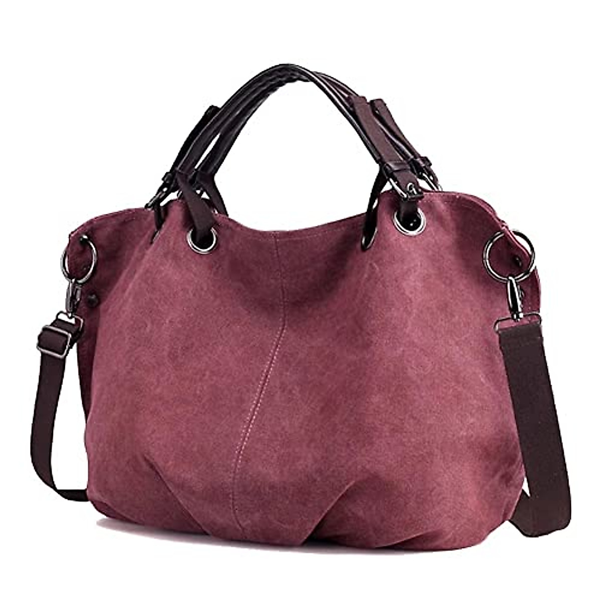 Mudono Top Handle Handbag for Women Large Capacity Shoulder Bag Canvas Crossbody Bag Casual Tote Bag Retro Satchel Purse