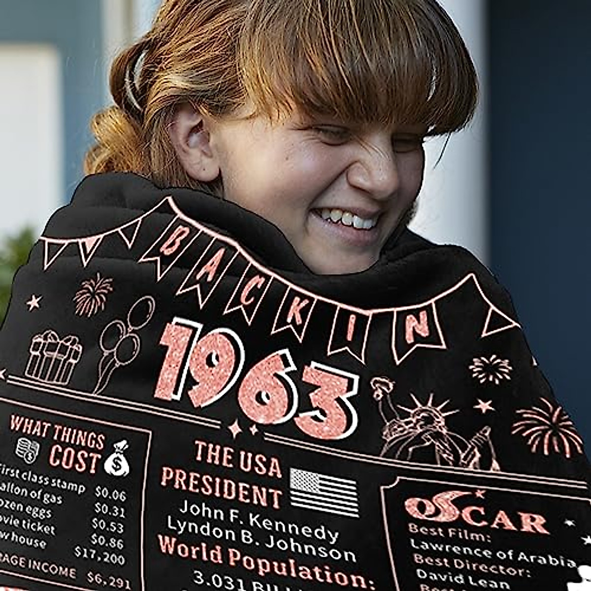 AYPUG 60th Birthday Gifts for Women - 50"x60" Throw Blanket 60th Birthday Decorations for Girl, 60th Birthday Gift Ideas, Back in 1963 Throw Blanket Grandma/Mom Birthday Gifts (Back in 1963)