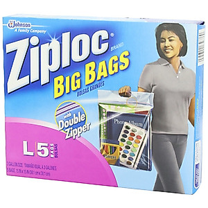 Ziploc Big Bags Clothes and Blanket Storage Bags for Closet Organization, Protects from Moisture, Large, 5 Count
