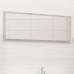 GROSERY Bathroom Fixtures Bathroom Mirror Concrete Gray 35.4"x0.6"x14.6" Engineered Wood,Stress Safety precautions: for Your Safety, Carefully Follow Each Step of The Instruction Guide provided.