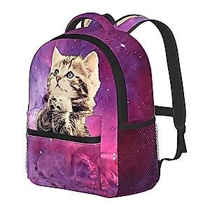 Dujiea 12" Kids Backpack Cute 3d Cat Galaxy Kitty Toddler Backpack For Boys Girls, Preschool Kindergarten Schoolbag Nursery Travel Bag With Chest Strap