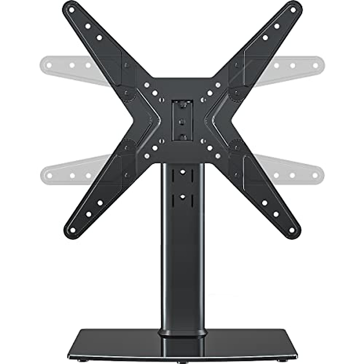 Hemudu Universal Swivel TV Stand/Base Table Top TV Stand for 21 to 55 inch TVs with 90 Degree Swivel, 4 Level Height Adjustable, Heavy Duty Tempered Glass Base, Holds up to 99lbs, HT02B-002