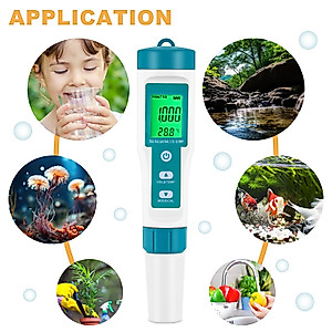 Consfly PH Meter TDS Meter 8 in 1 Water Quality Tester PH/TDS/EC/ORP/S G/Salinity/ H2/ Temp Meter, Used for Drinking Water, Pools, Hydroponics, Sea Water, Liquid Fertilizer