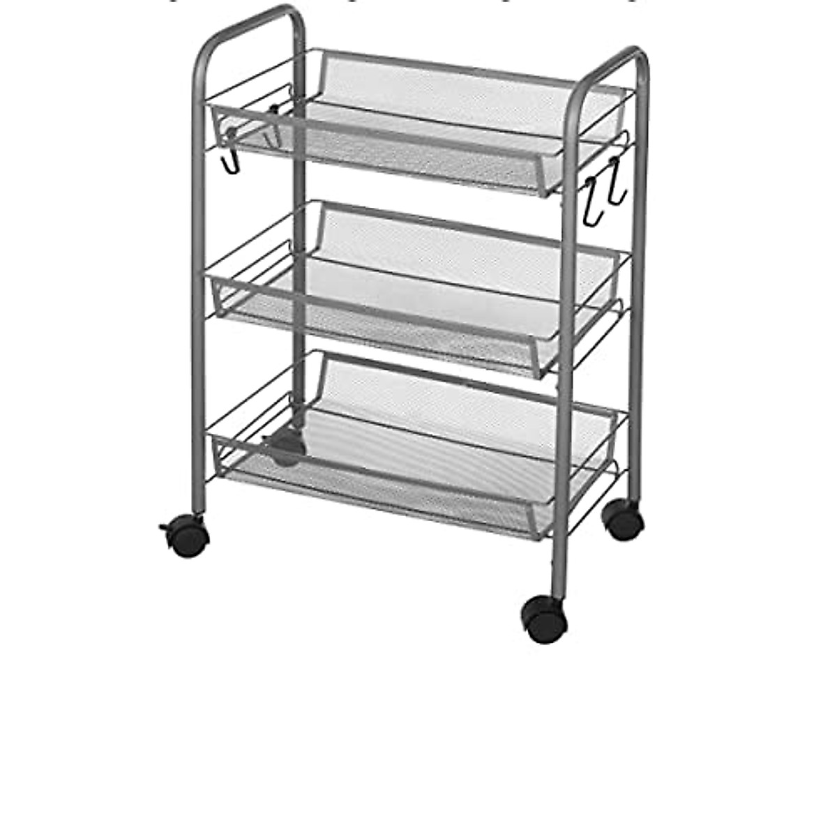 Urban Lifestyle 3 Tier Mesh All Purpose Utility Rolling Storage Cart, Silver